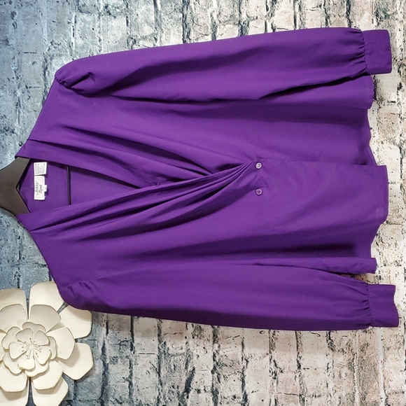 Vintage | Tops | Vintage Ashley Road 8s Purple Career Wear Power Blouse ...